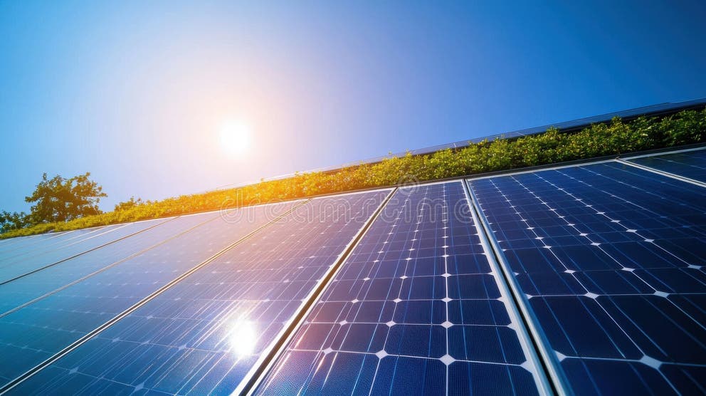 Solar Panels Under Bright Sunlight for Clean Energy Solutions. Net Zero ...