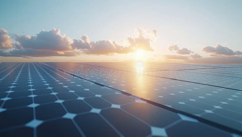 Solar Panels Under a Bright, Sunny Sky. Stock Illustration ...
