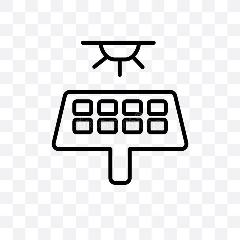 Solar Panels Vector Linear Icon Isolated on Transparent Background ...