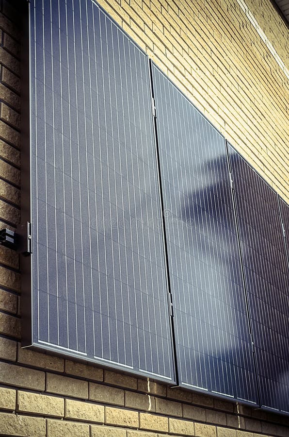 Solar panels on the wall stock image. Image of ecological - 69502935