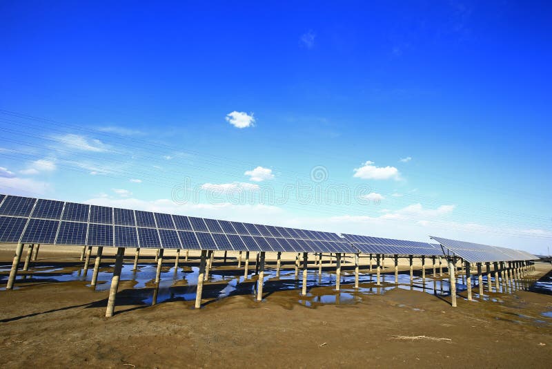 Solar panels on the water stock photo. Image of industry - 263294224