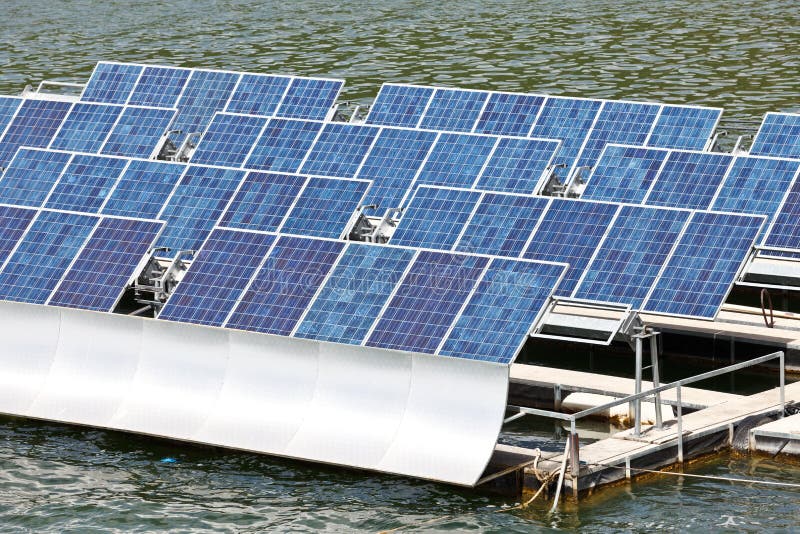 Solar panels on the water. stock photo. Image of buoyant - 27017278