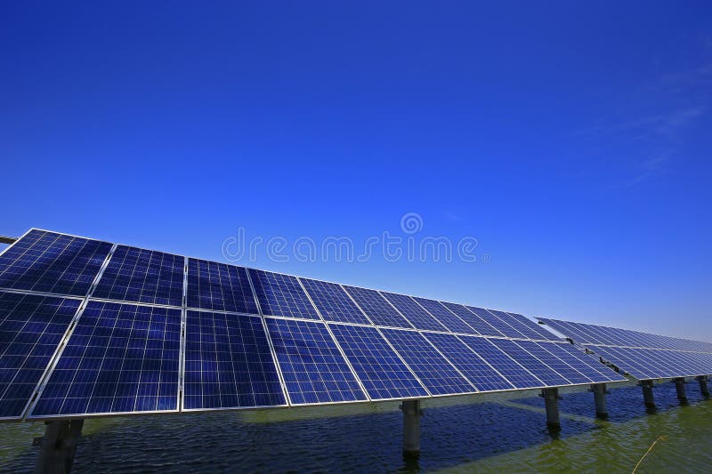 Solar panels on the water stock photo. Image of landscape - 275425210