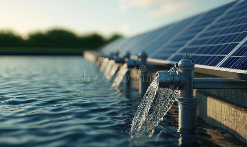 Solar Panels with Water Flow System Reflecting Sustainable Energy and ...
