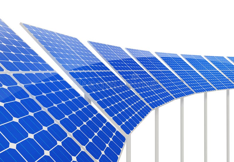 Solar Panels on White Background Stock Illustration - Illustration of ...