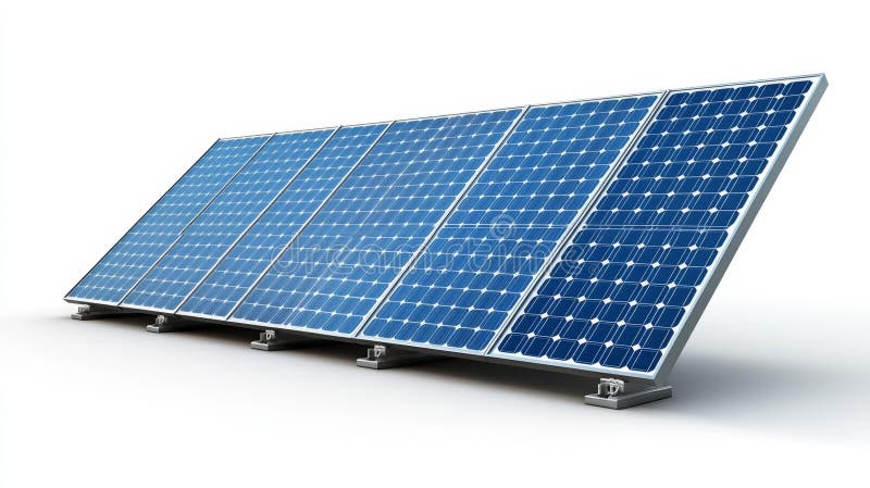 Solar Panels on White Background Generative AI Stock Illustration ...