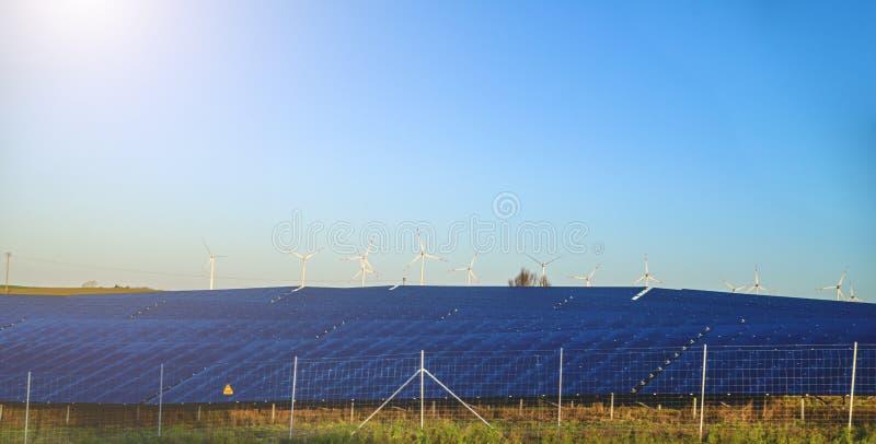Solar Panels and Wind Generators Stock Photo - Image of development ...