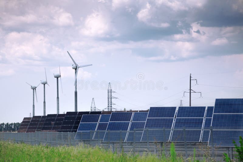 Solar panels and windmill stock image. Image of futuristic - 35062299