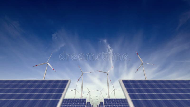 Through Solar Panels and Windmills - Loop Stock Video - Video of ...