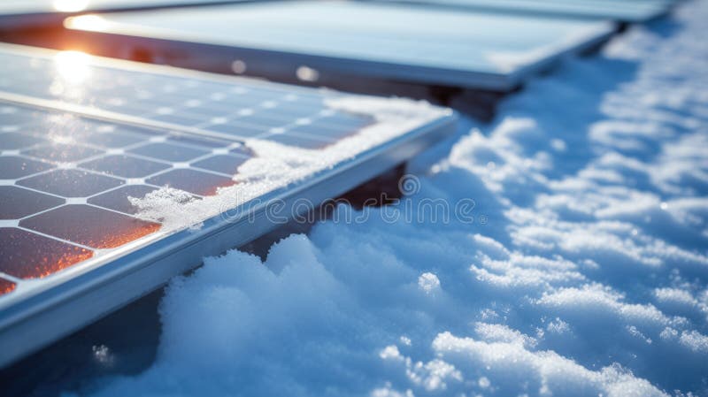 Solar Panels during Winter Conditions in a Snowy Environment Stock ...
