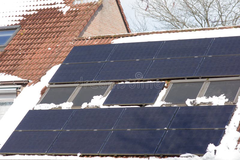 Solar panels in the winter stock photo. Image of netherlands - 210918626