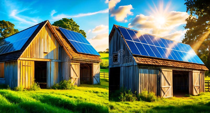 Solar Panels on Wooden Shed AI GENERATED IMAGE Stock Illustration ...