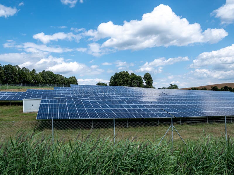 Solar park in a field stock photo. Image of field, environment - 225990238