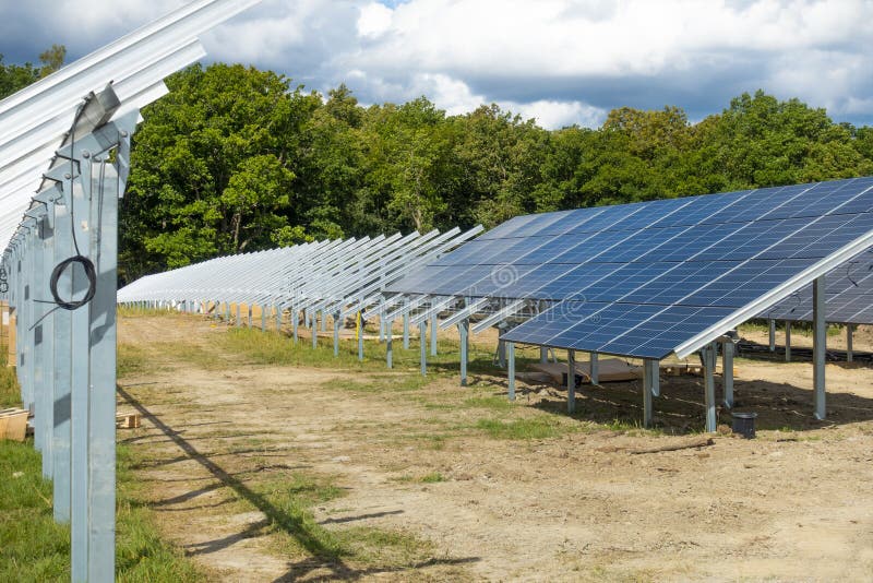 Solar Park Under Construction Stock Image - Image of electricity ...