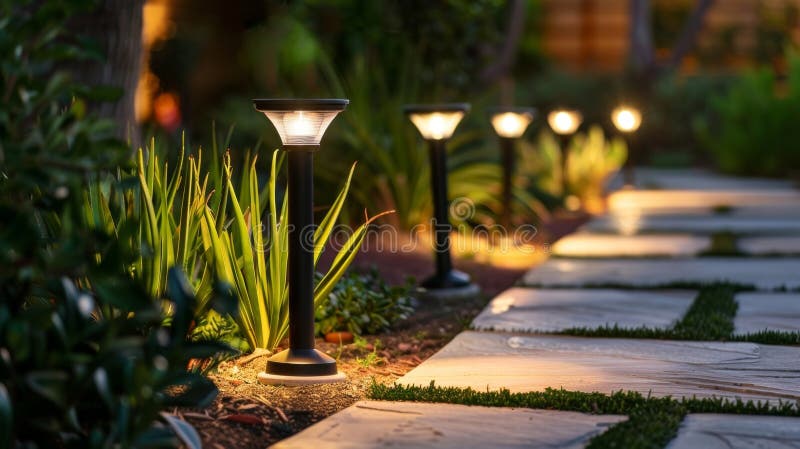 Solar Path Lights Adding a Touch of Elegance To a Simple Garden Pathway ...