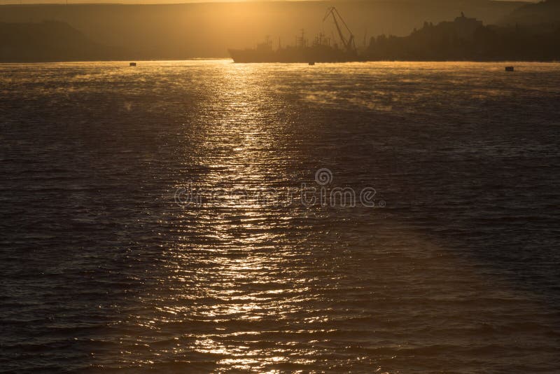 Solar Path on the Sea on a Sunrise Stock Image - Image of light, ruffle ...