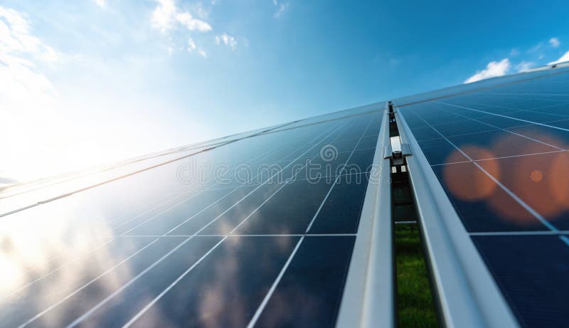 Solar Photovoltaic Modules during Sunset in Power Plant Stock Image ...
