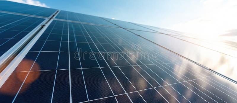 Solar Photovoltaic Modules Under Clear Sky Stock Photo - Image of green ...