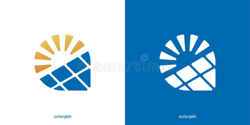 Creative Solar Pin Logo. Solar Panel and Pin Map Location Point Icon ...