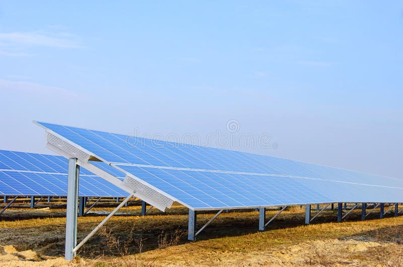 Solar plant on field stock photo. Image of alternative - 18702084
