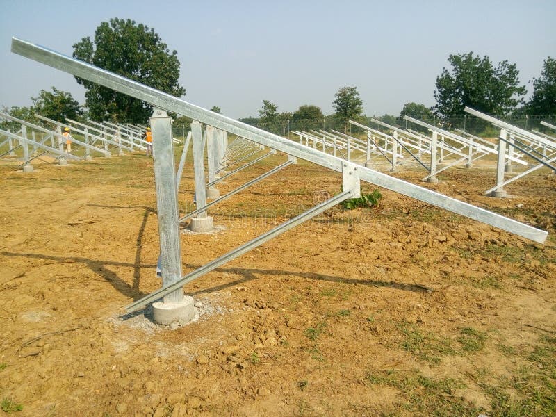 Solar Plant Structure Installation Work for Solar Module Stock Photo ...