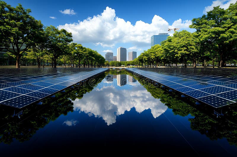 Solar Power Solar Arrays, Reflection, and Clean Energy Visualized in a ...