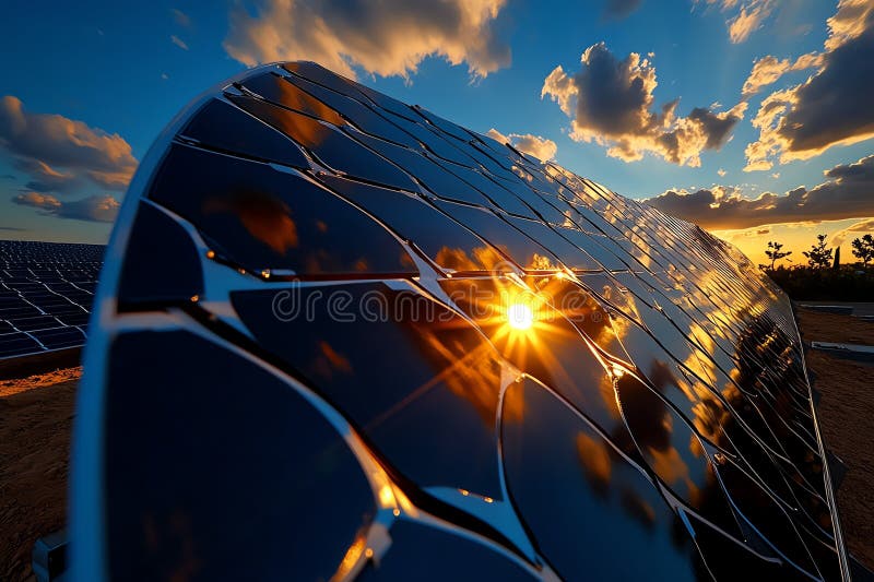 Solar Power Solar Arrays, Sunshine, and Reflection Depicted in a Bright ...