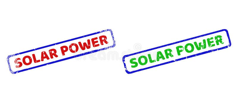 SOLAR POWER Bicolor Rough Rectangle Stamps with Unclean Textures Stock ...