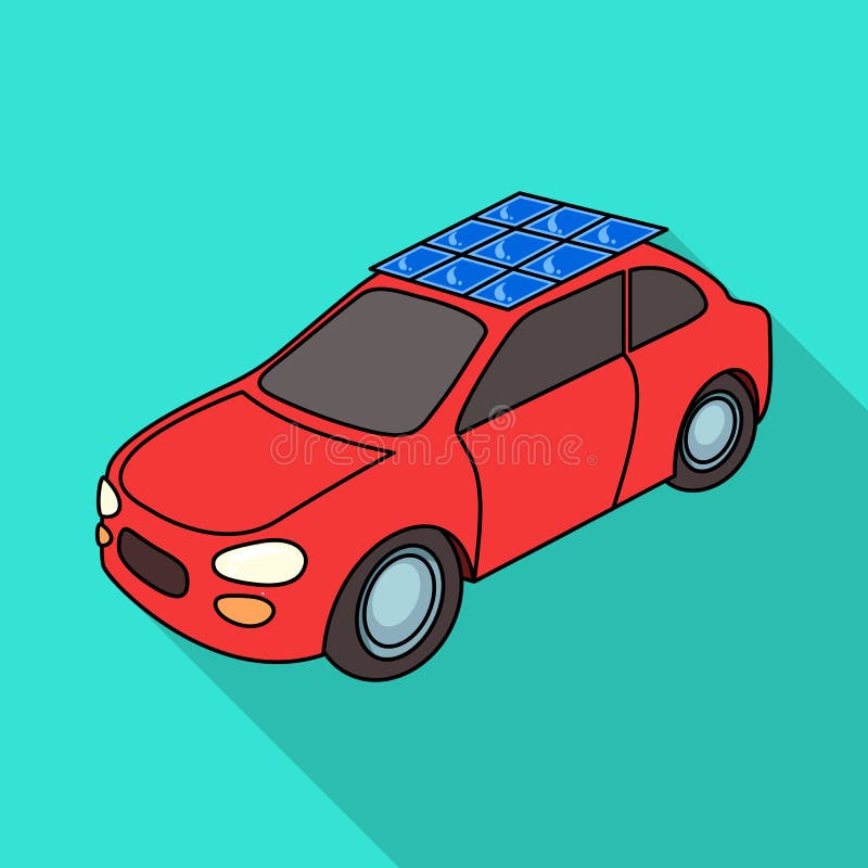 Solar Power of Car Vector Icon.Flat Vector Icon Isolated on White ...