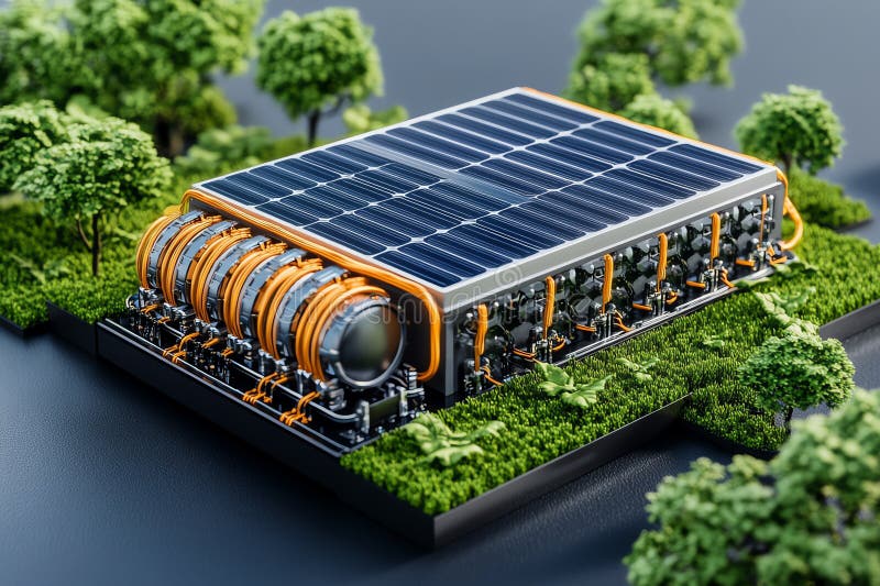 Solar Power Solar Cells, Energy Storage, and Innovation Depicted in a ...