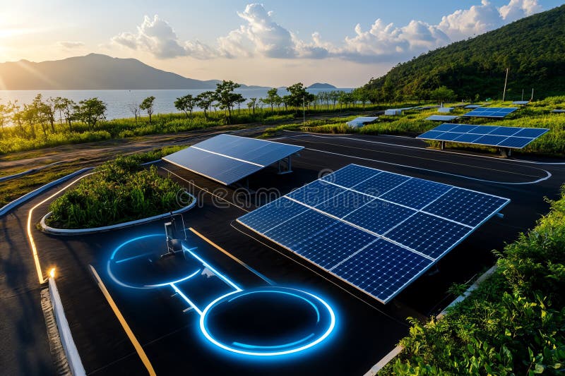 Solar Power Solar Cells, Energy Storage, and Innovation Depicted in a ...
