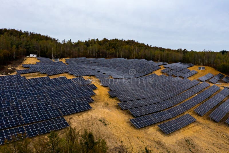 Solar power farm stock photo. Image of forest, system - 306893568