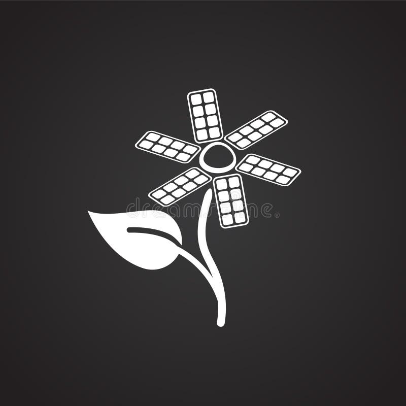 Solar Power Flower on Black Background Stock Vector - Illustration of ...