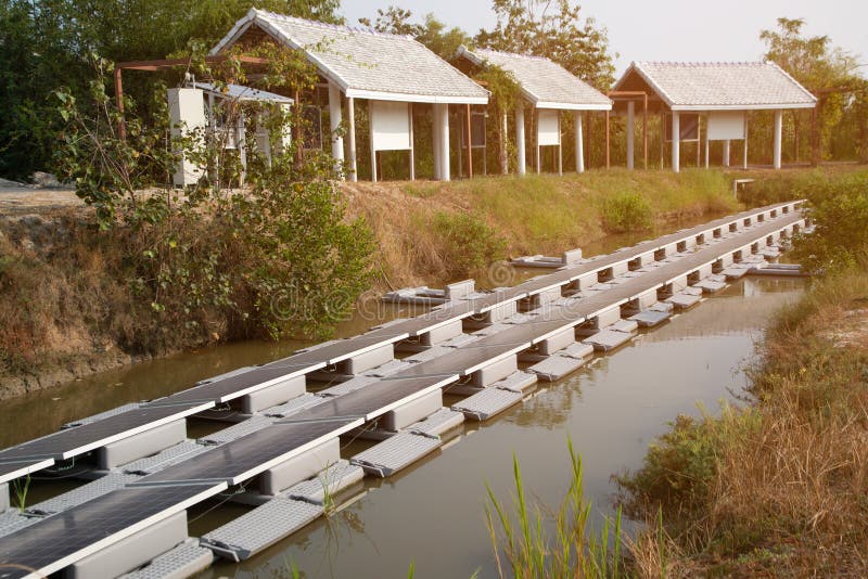 Solar Power Generation Panel Installed on the Water in the Pond ...