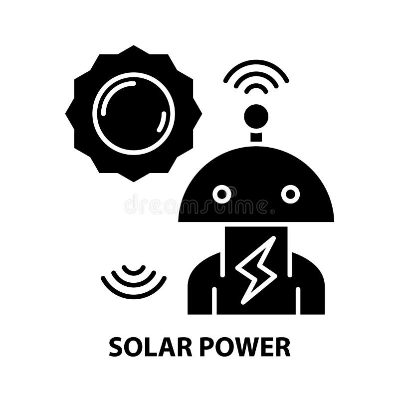 Solar Power Icon, Black Vector Sign with Editable Strokes, Concept ...