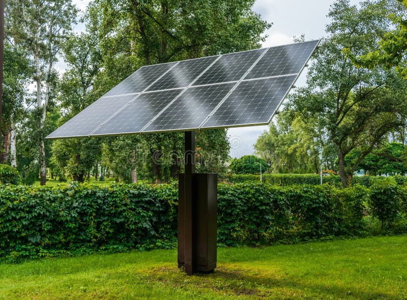 Solar Power Panel Installed in a Park Stock Image - Image of electric ...