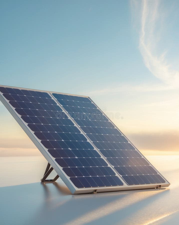 Solar Power Panel Under Clear Blue Sky and Sunlight. Stock Image ...
