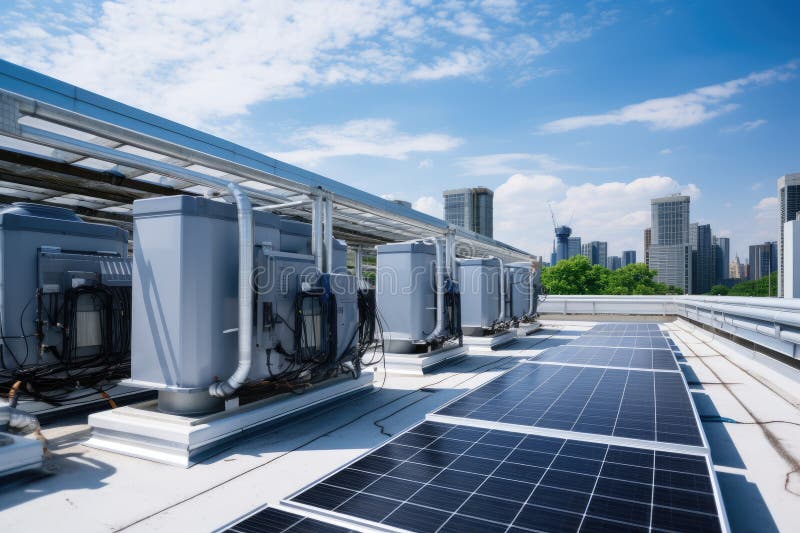 Solar Power Panels and HVAC Systems with Automation Stock Photo - Image ...