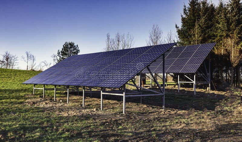 Solar Power Panels in a Rural Countryside Stock Image - Image of ...