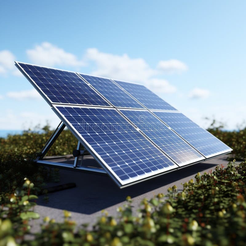 Solar Power Plant Solar Panels on a Roof Stock Illustration ...