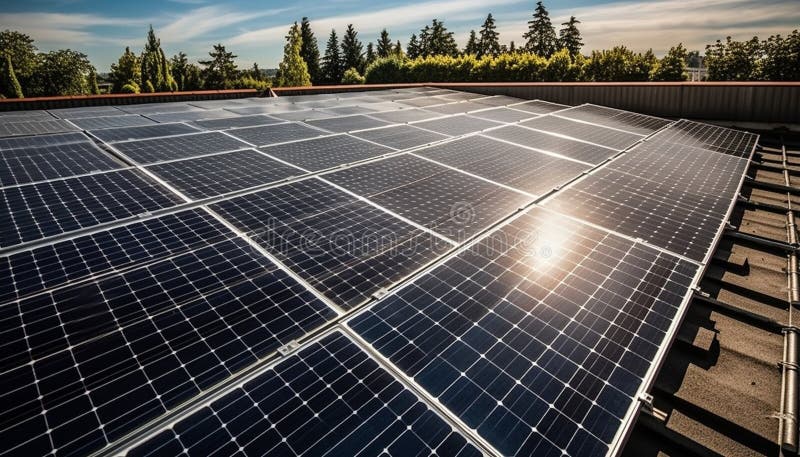 Solar Power Plant Solar Panels on a Roof Stock Photo - Image of ...