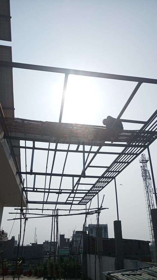 Solar Power Plant Structure on the Roof Top with the Help of Iron Rod ...
