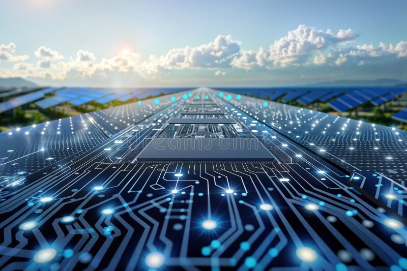 Circuit Panels: Solar Panels with Circuit Pattern, Generative Ai Stock ...