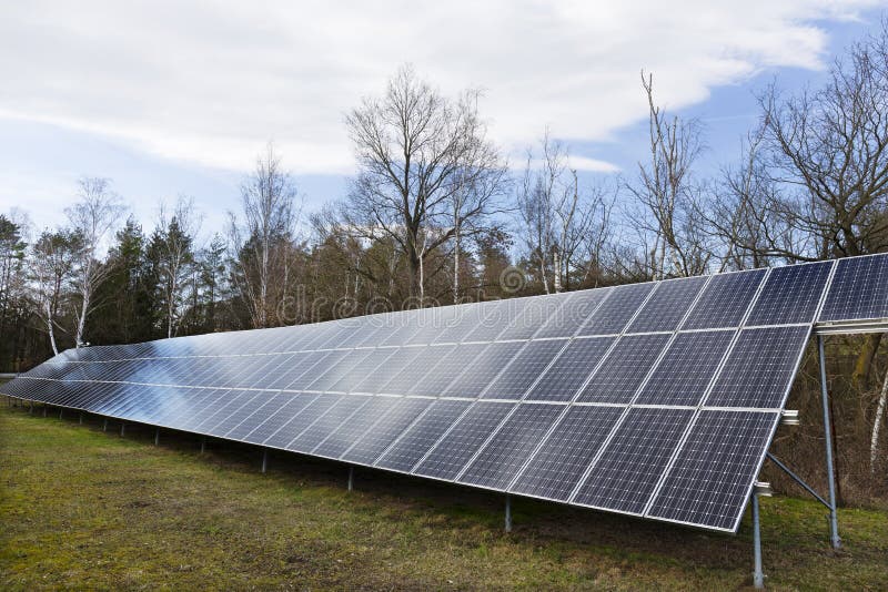 Solar Power Station on the Early Spring Meadow Stock Image - Image of ...