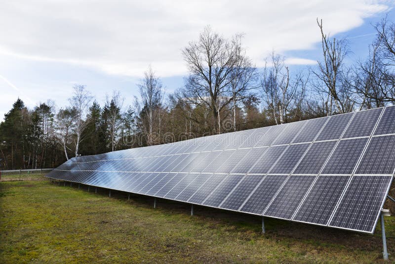Solar Power Station on the Early Spring Meadow Stock Photo - Image of ...