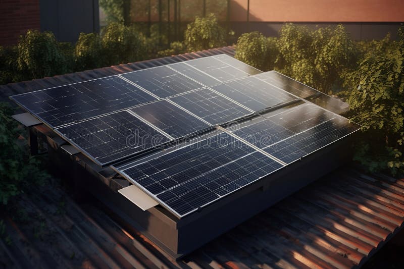 Solar Power Station. Generative AI. Stock Illustration - Illustration ...