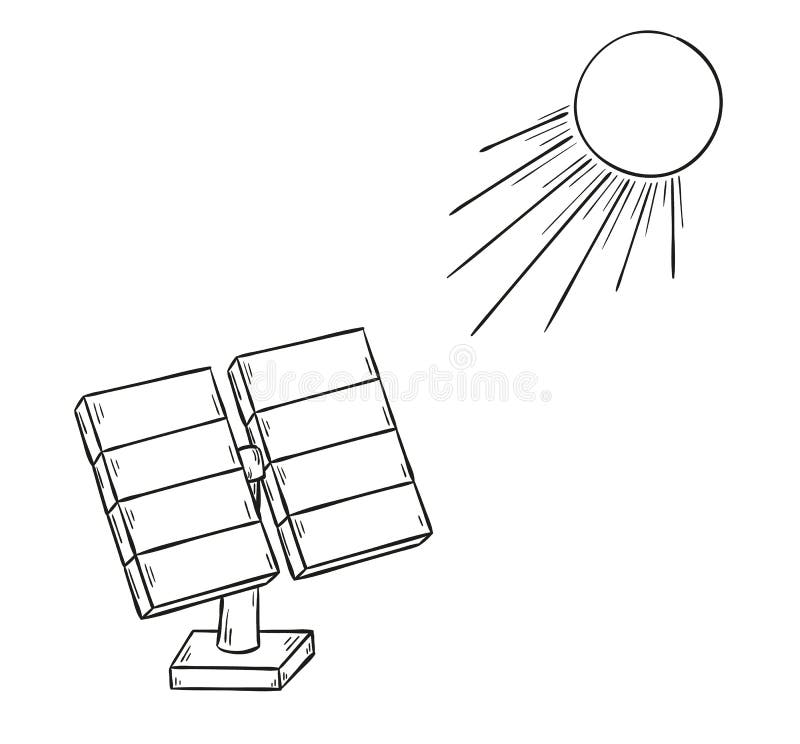 Solar Energy Objects Sketch Stock Vector - Illustration of panel ...