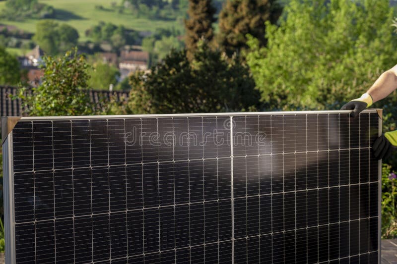 Solar Power Technology. Installation of Energy Light Modules in a ...