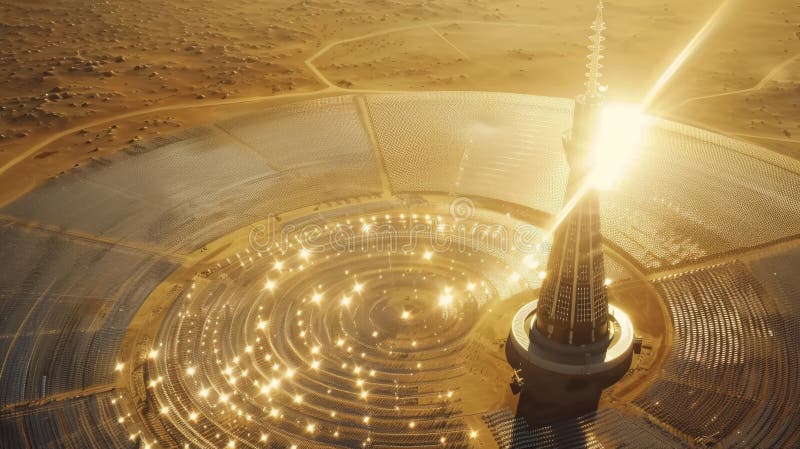 Solar Power Tower in the Desert Stock Photo - Image of sustainable ...
