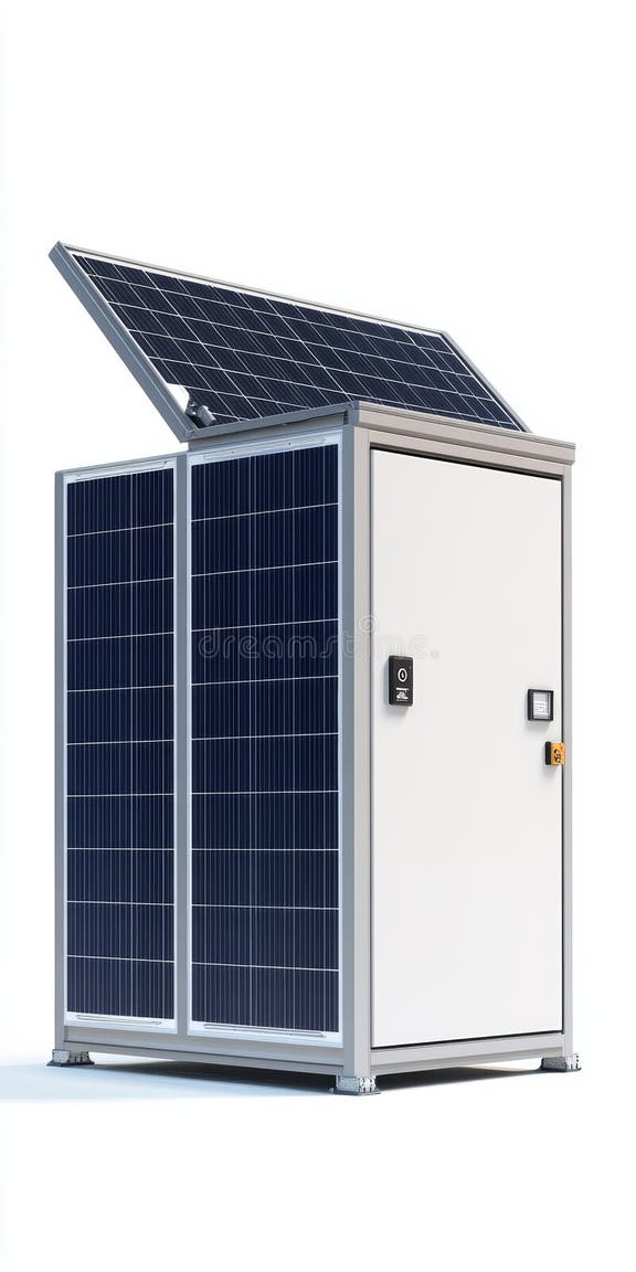 Solar Power Unit with Solar Panel and Secure Storage Design Stock ...